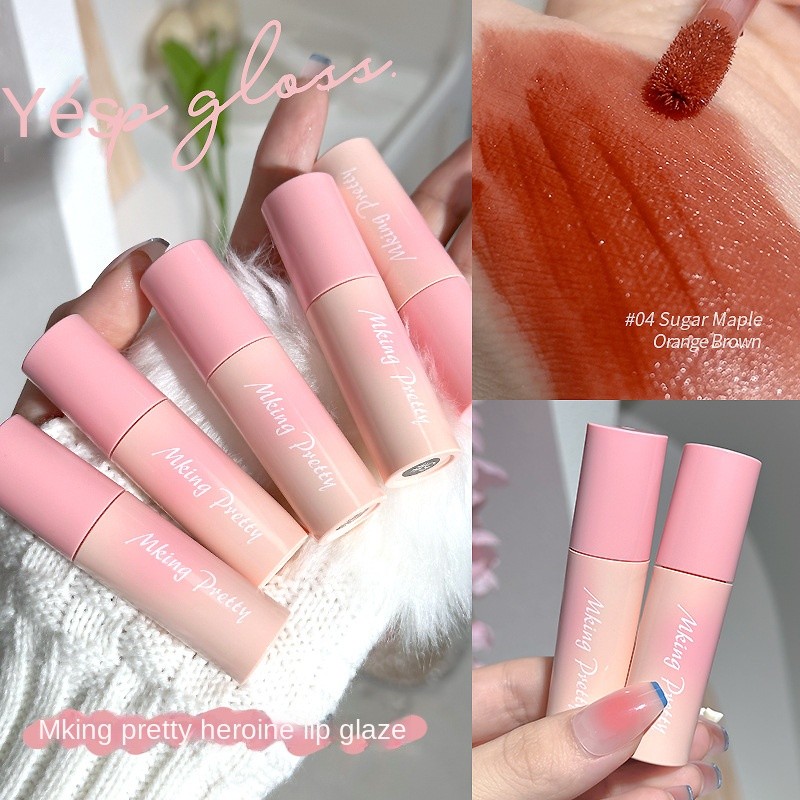Mklng PRETTY Heroine Lip Glaze Velvet Soft Mist Not Easy to Stick Cup ...