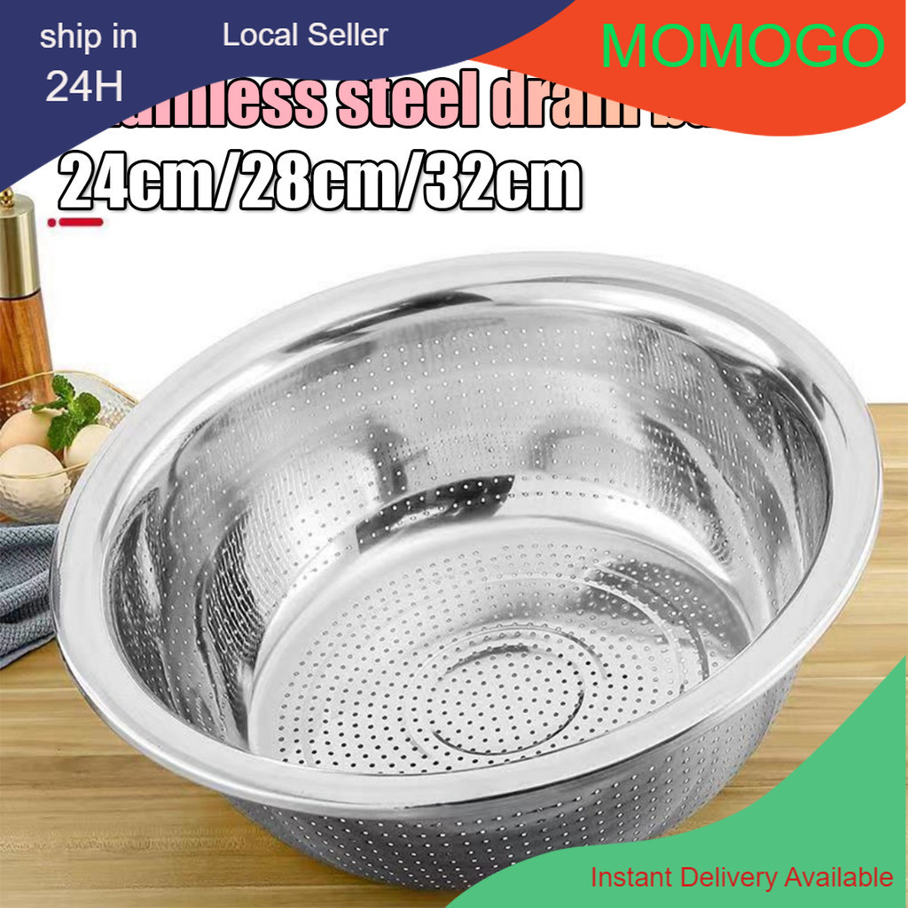 Washing Rice Sieve Stainless Steel Strainer Skimmer Bowl Drain Basin ...