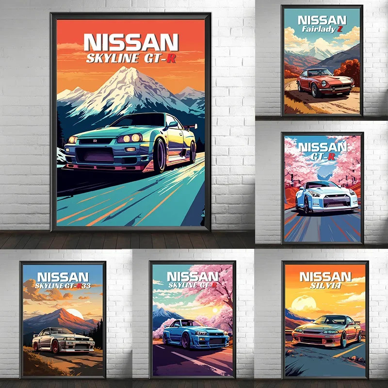 Nissan Skyline GT-R R34 Classic Car Canvas Print - Retro Japanese ...