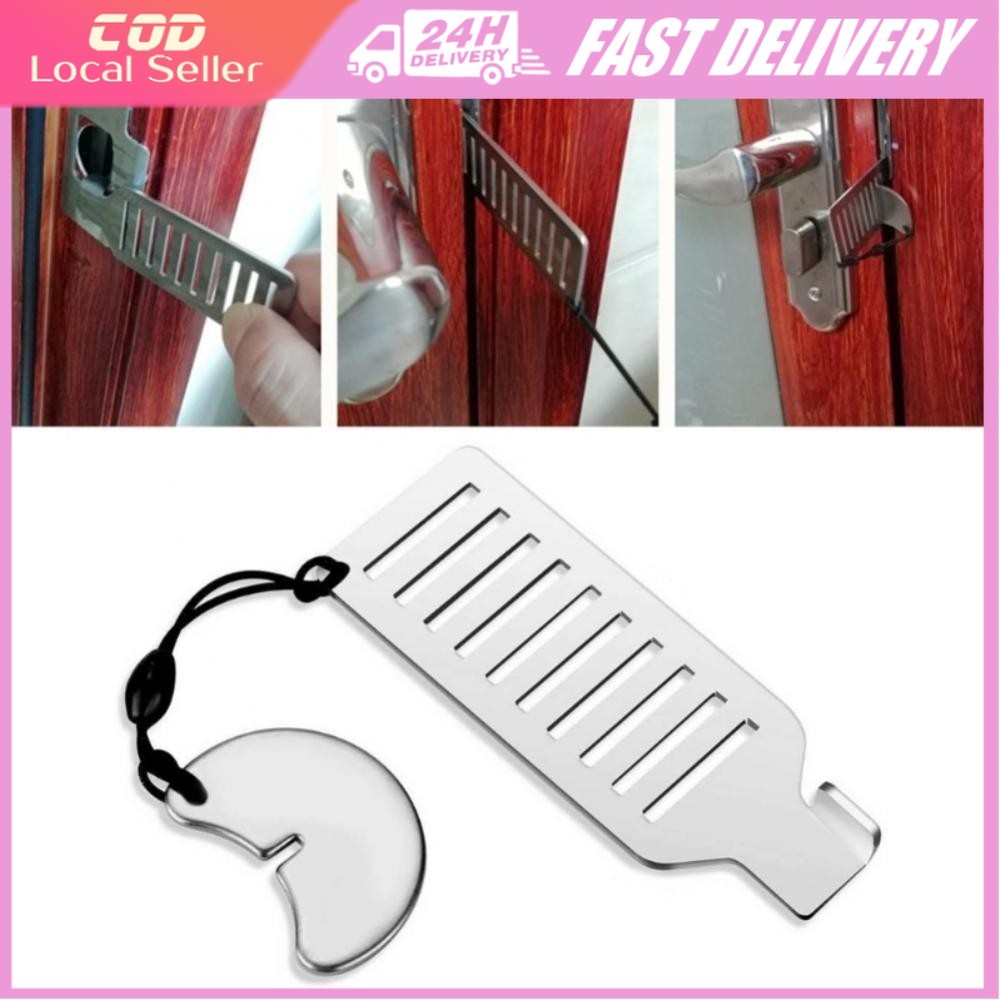 Stainless Steel Door Lock Stopper Home Room Hotel Travel Portable Home ...