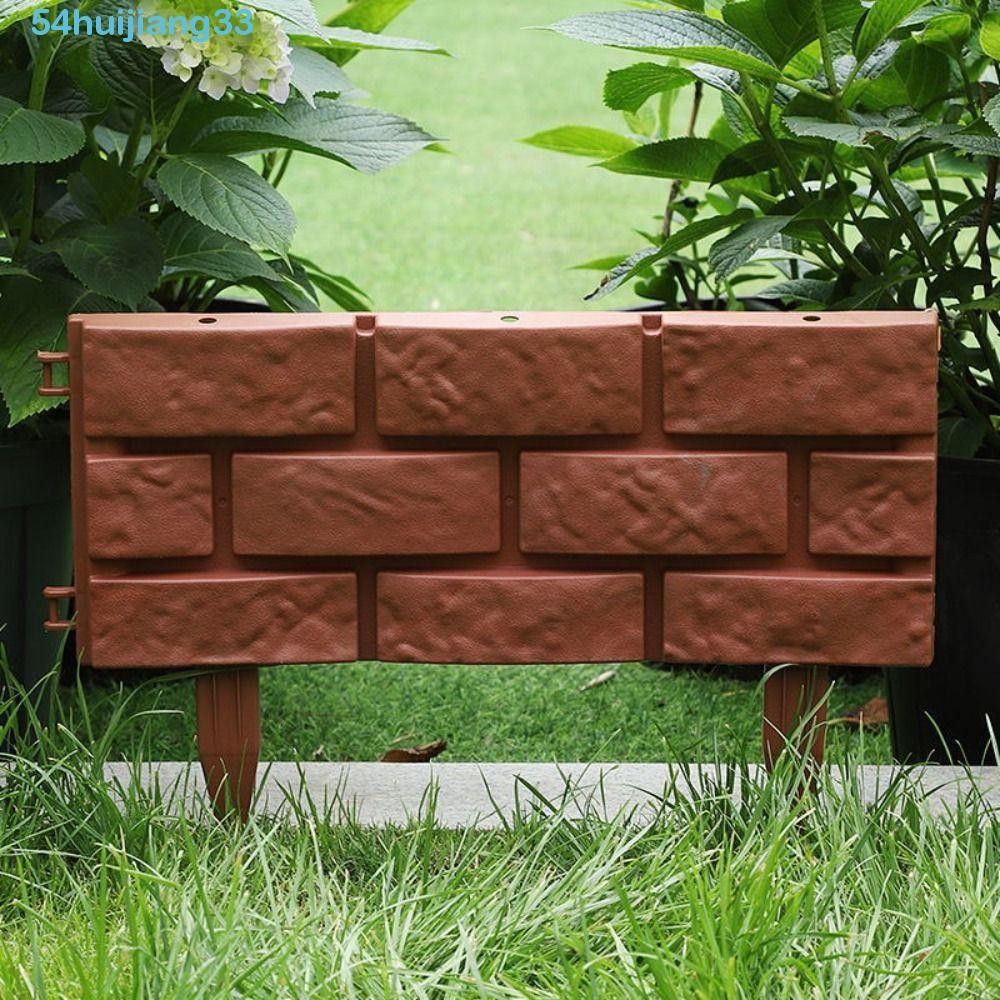 HUIJIANG 1/4Pcs Garden Fence, Plastic Stone Brick Mini Wooden Fence ...