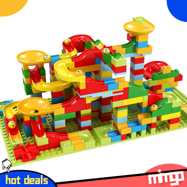 Mimgo Dinosaur Ball Race Track Building Blocks For Kids Marble Race ...