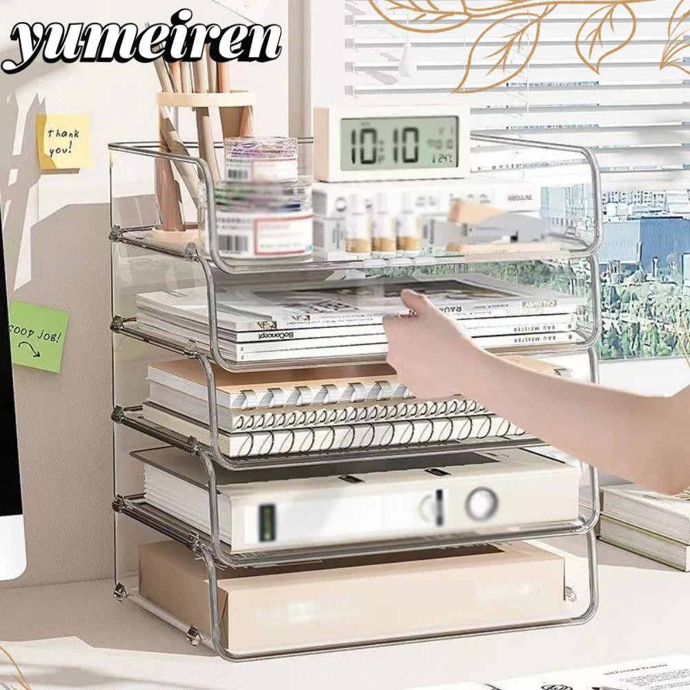 YUMEIREN Desktop File Tray,Large Capacity Transparent Stackable A4 ...