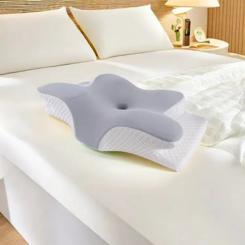 Butterfly Two-Way Neck Pillow 4D Memory Ergonomic Cervical Anti-Snoring ...