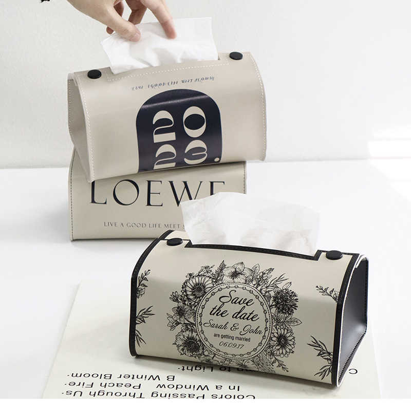 Nordic Tissue Box Waterproof Tissue Cover Simple Black White Pattern ...