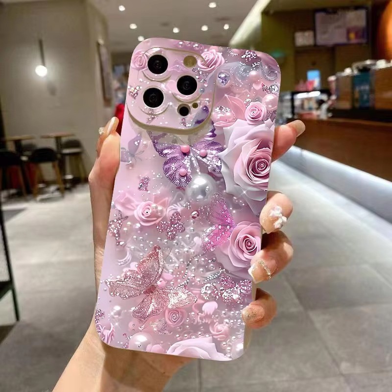 Dreamy Pink Rose Phone Case For iPhone 11 13 16 Pro Max iPhone 15 12 14 ...