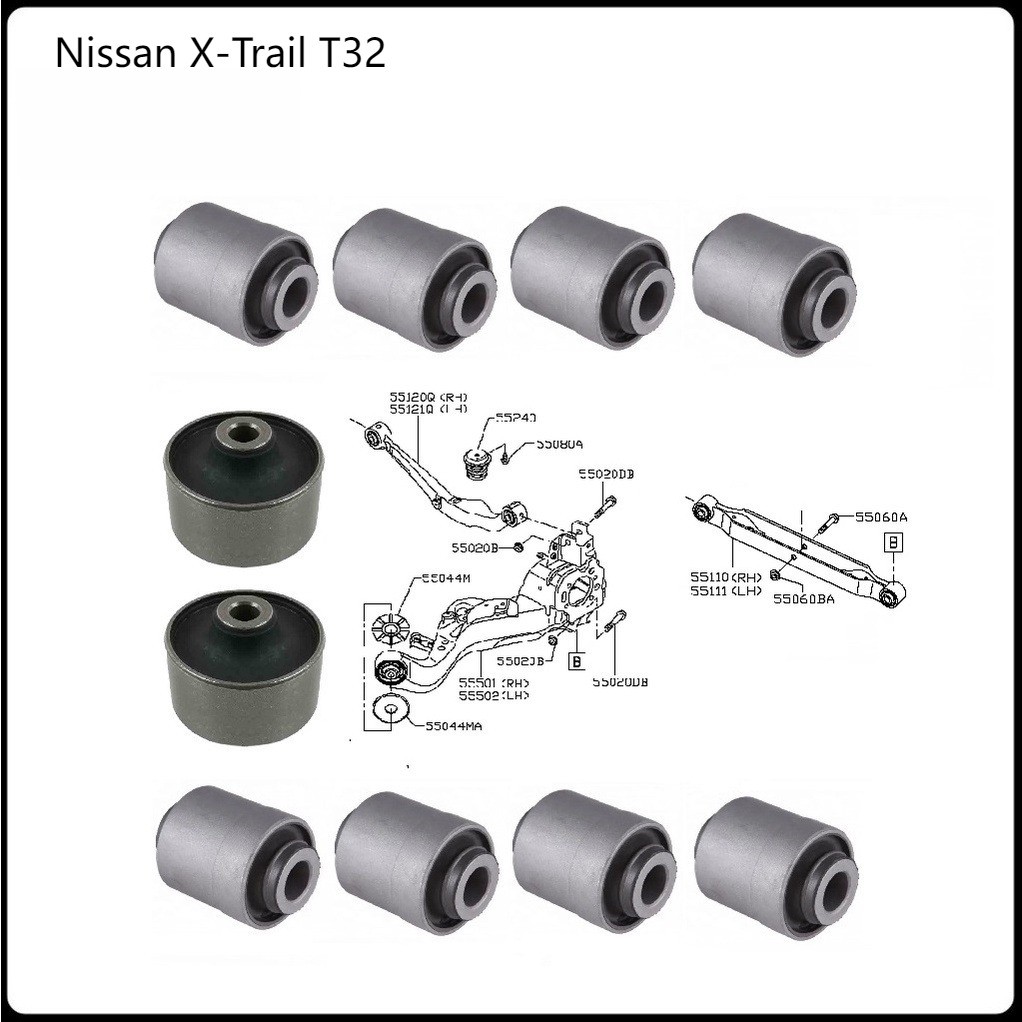 OEM Rear Arm Bush Set - Nissan X-Trail T32 ( Rear Upper Arm Lower Arm ...