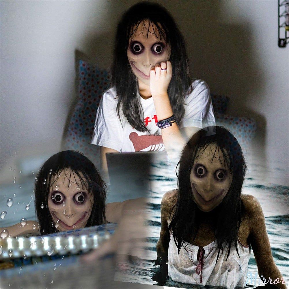 Halloween Horror With Long Hair Mask Funny Mask V-shaped Mouth Long ...