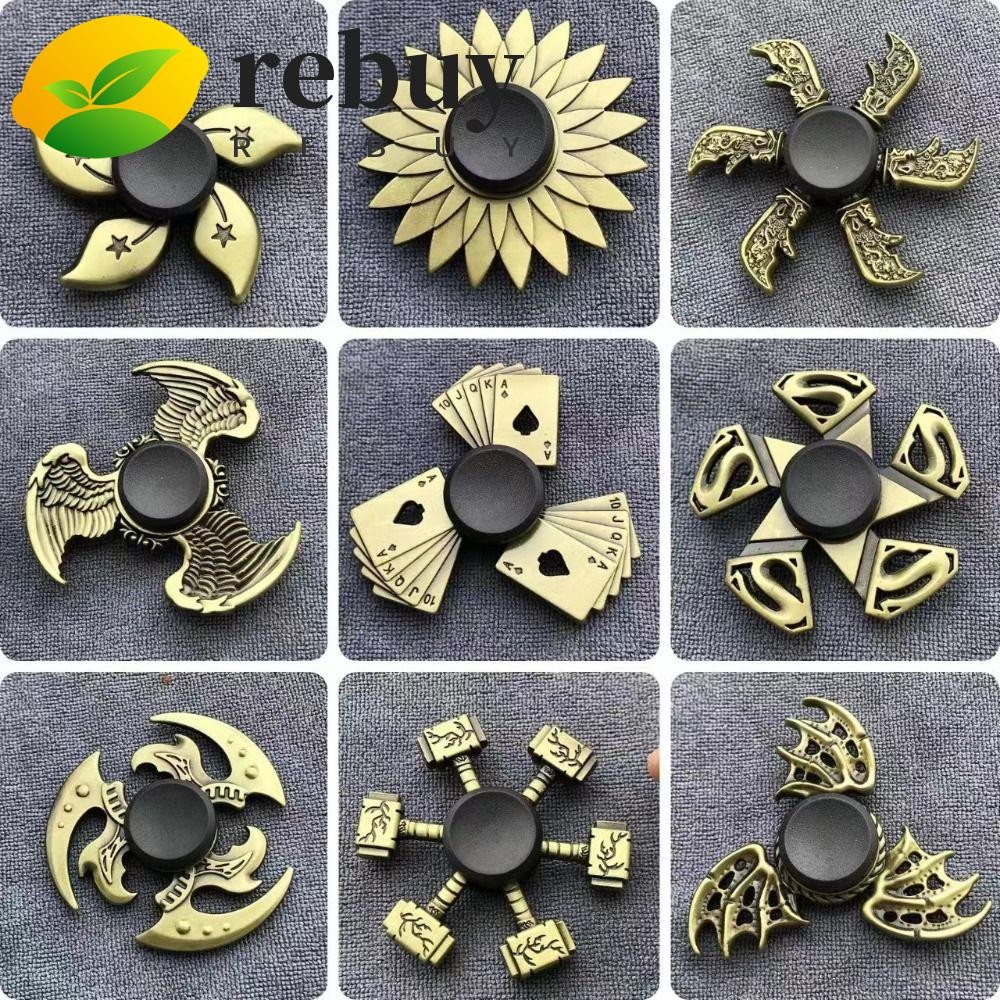 REBUY Finger Spinner, Brass Color Metal Fidget Spinner, Gyro Toy Zinc ...