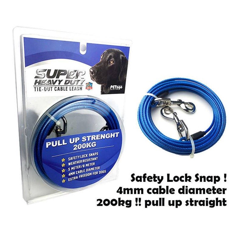 Heavy Duty !!200kg !!Metal Steel Tie Out Dual Cable Lead Leash 5m/8m ...