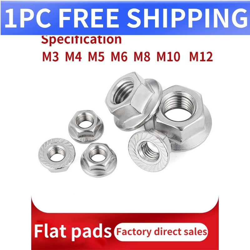 Flange Nut 304 Stainless Steel M3 M4 M5 M6 M8 M10 M12 DIN6923 Hexagon Hex Nut | Shopee Malaysia
