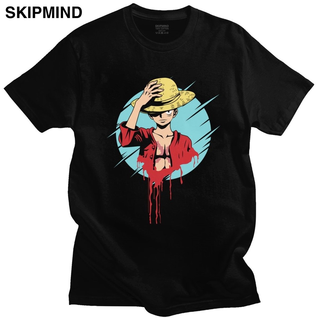 Cute Luffy One Piece Korean Blouse Soft Viral Big Size White Tee Crew ...
