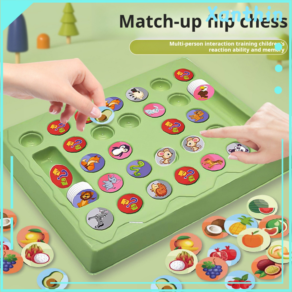 Flip Chess Board Game Kids Memory Training Game Fun Fruit Reversi Chess ...