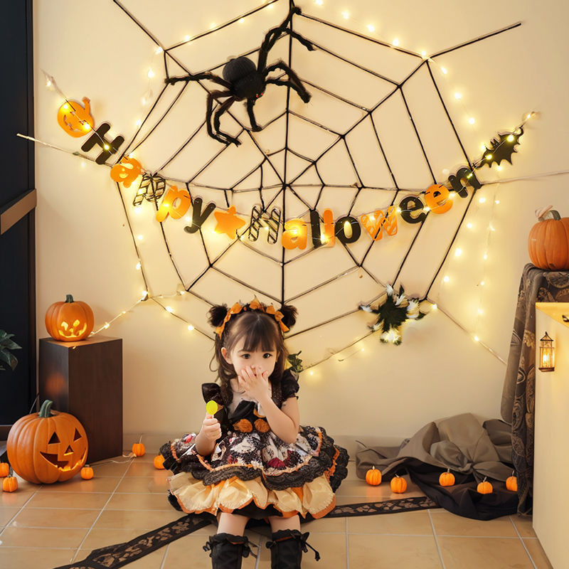 Halloween Decoration Pull Flag Pull Flower Spider Web Kindergarten ...