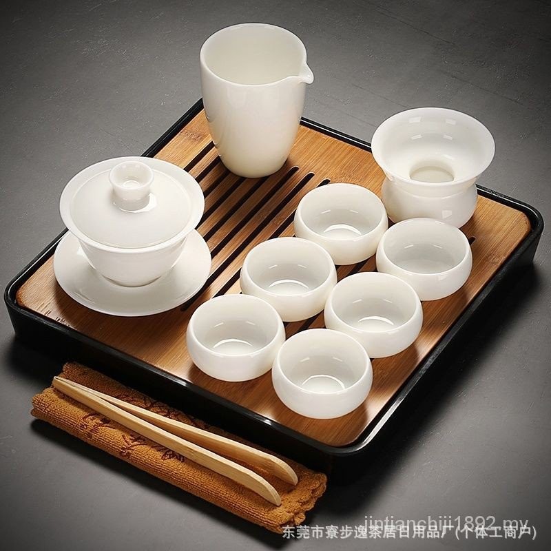 Dehua White Porcelain Chinese Tea Set Premium Travel Living Room Tea ...