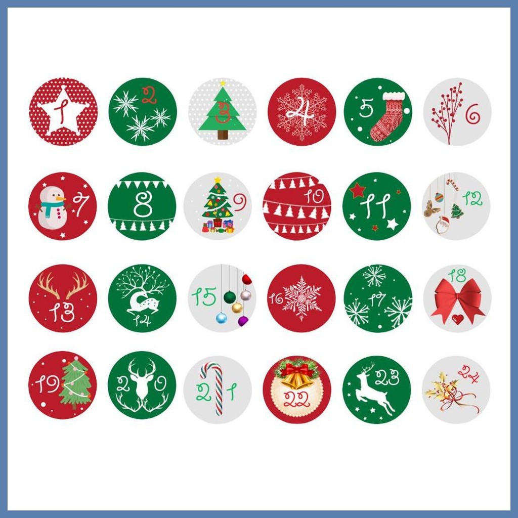 Christmas Advent Calendar Stickers Christmas Countdown Advent Calendar ...