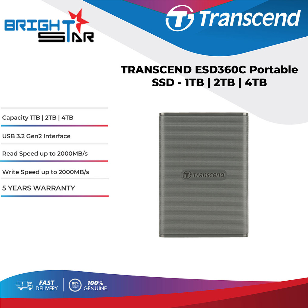 TRANSCEND ESD360C USB 3.2 Gen2 Portable SSD - 1TB/2TB/4TB | Shopee Malaysia