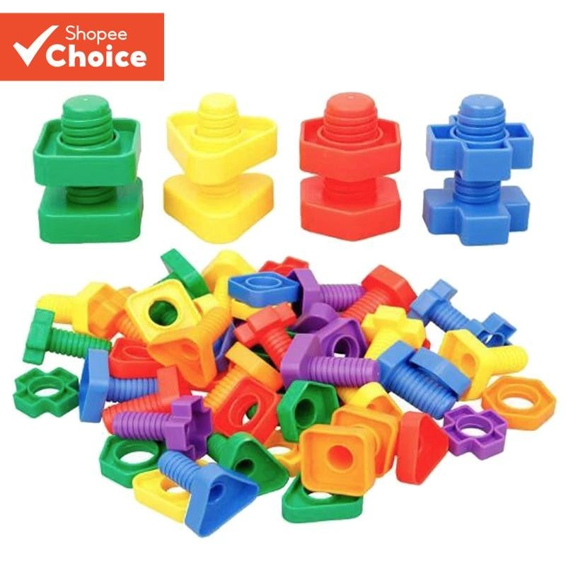 5 Set Screw Building Blocks Plastic Insert Blocks Nut Shape Toys for ...