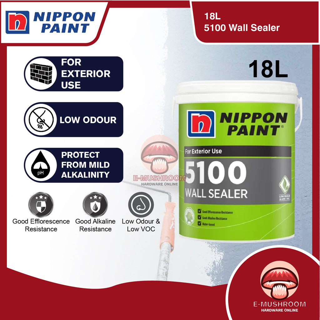 18L Nippon Paint 5100 Exterior Wall Sealer With Mid Sheen Finish ...