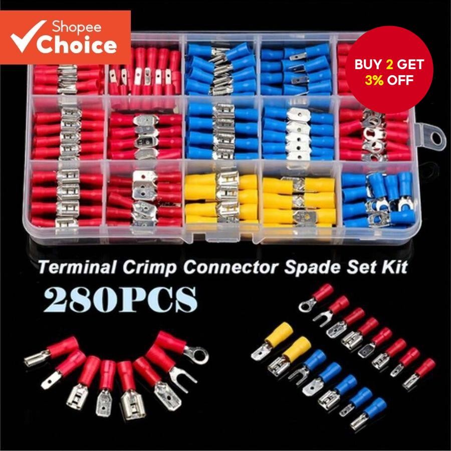 280Pcs Assorted Insulated Copper Terminals and Crimp Connectors for ...