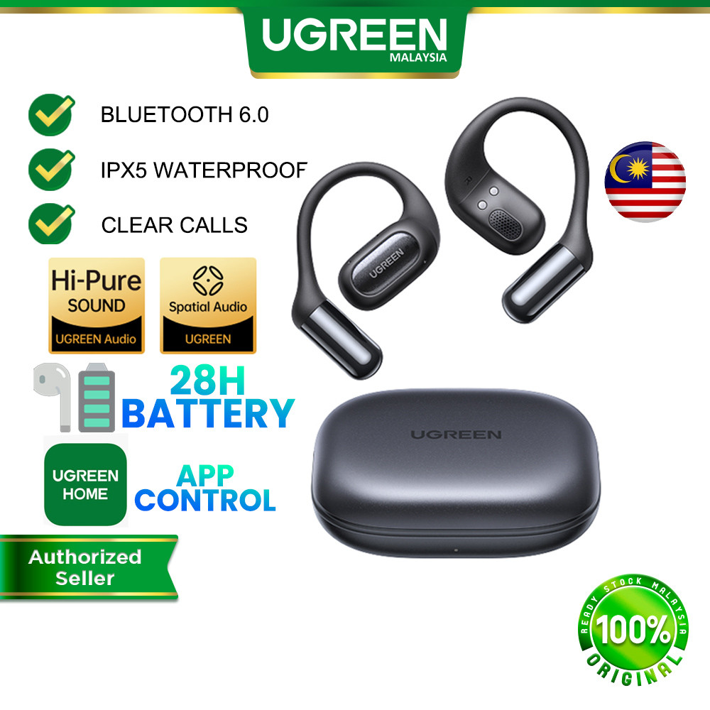 UGREEN FitBuds Open Ear Wireless Earbuds Earphones Ear Hook TWS Bluetooth 6.0 Spatial Audio IPX5 ...