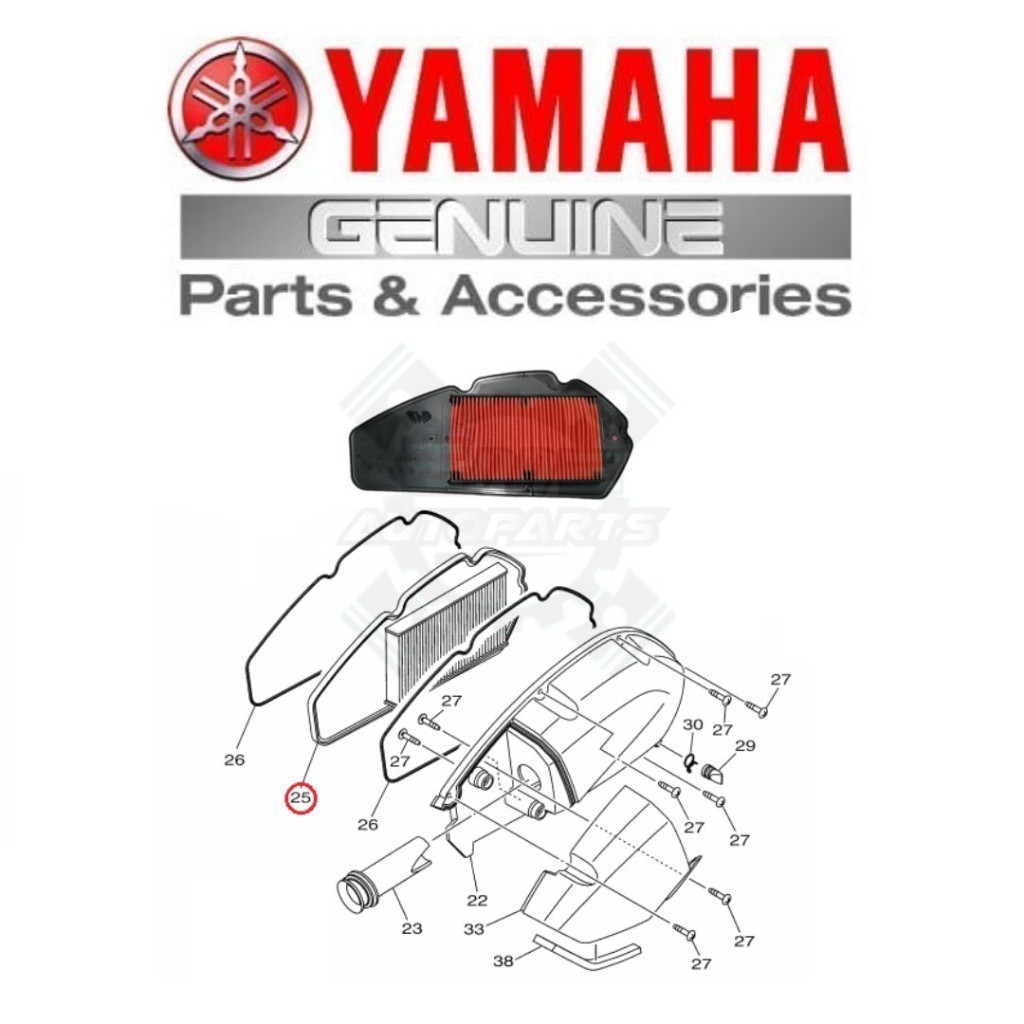 Air Filter [ B65-E4451-00 ] 100% Original Yamaha V1 Nvx155 / Aerox155 ...