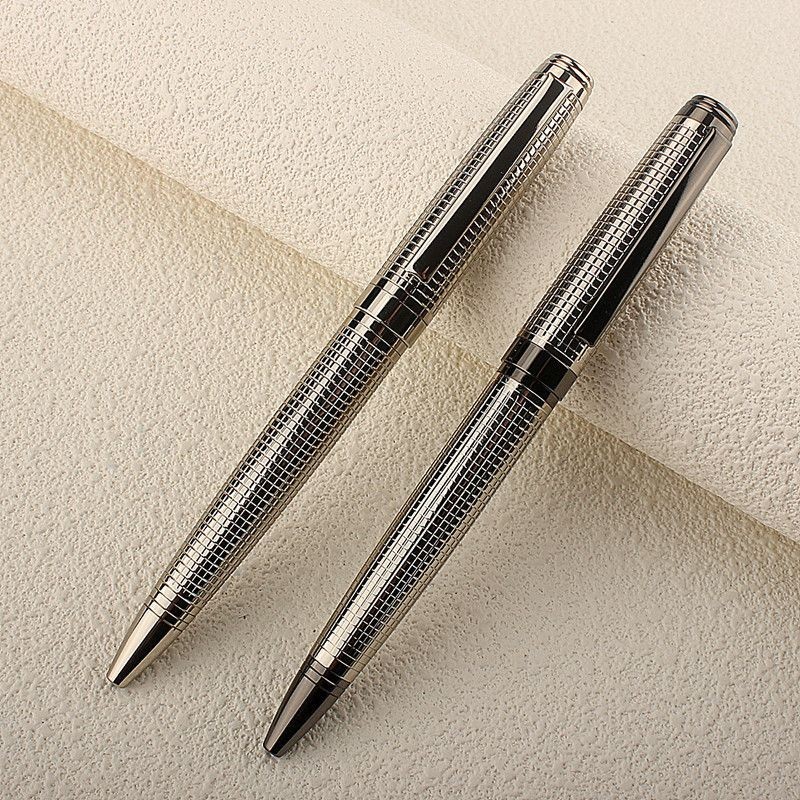 Metal Ballpoint Pen Rotating Metal Gray Unique High-End Oily Pen Heavy ...