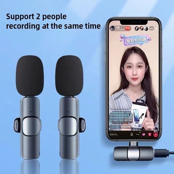 K8 / K9 Wireless Microphone mic 2.4GHz for IOS & Type-C with Clip ...