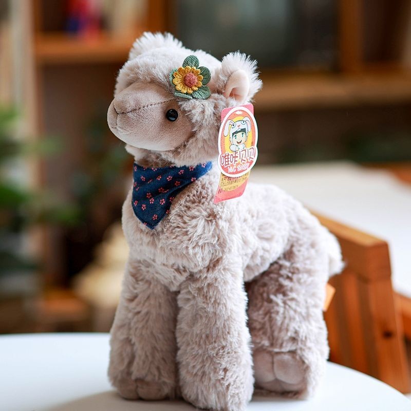 Genuine Alpaca Doll Cute Little Wool Plush Toy Grass Mud Horse Doll ...