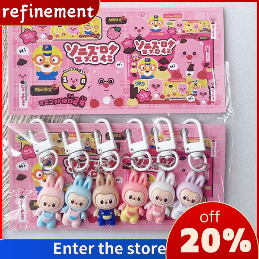 REFINEMENT 6Pcs/set Labubu Keychain, Crayon Shin-chan Cartoon Sanrio ...