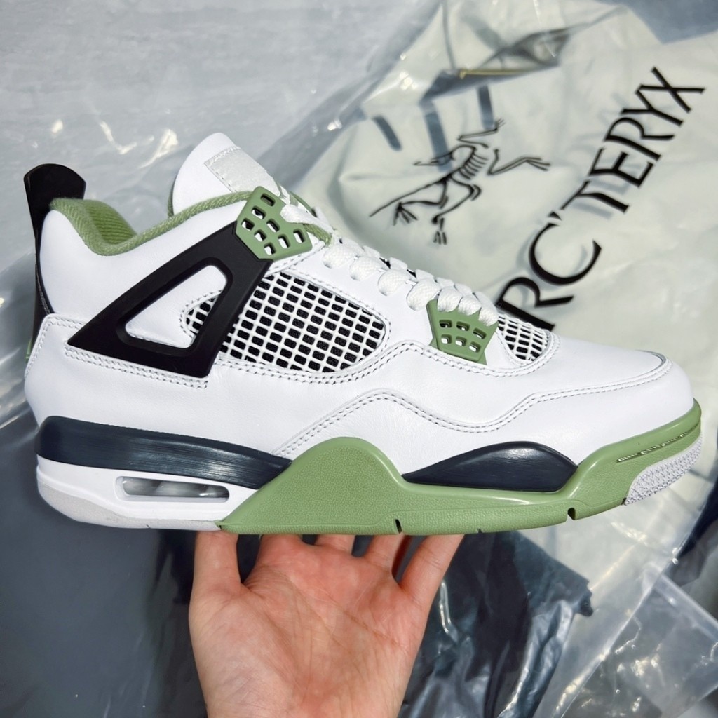 2024New Air Jordan 4 Seafoam/putih/hitam/Neutral kelabu AQ9129-103 ...