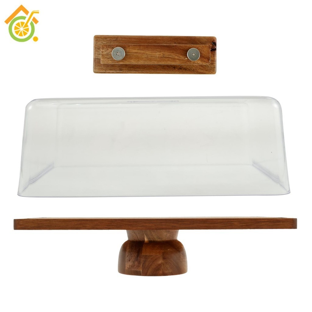 Acacia Wood Cake Stand with Detachable Base Rectangular Cake Stand Cake ...