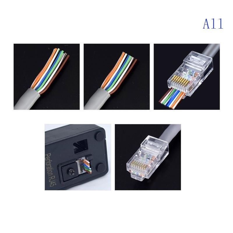 All Cat6 RJ45 Connectors Crimp End Crystal Plugs Tool-less LAN UTP ...