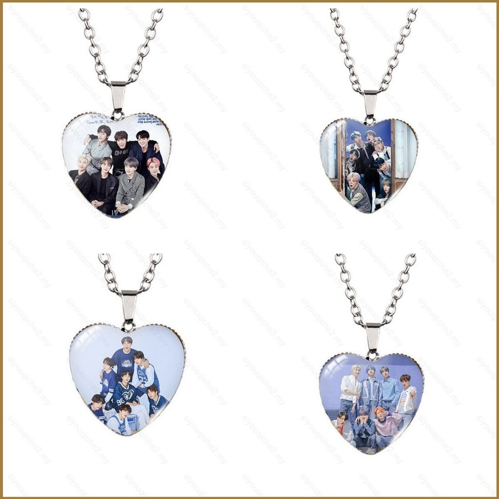 333 BTS Korea Bangtan Boys heart-shaped gemstone Pendant necklace ...