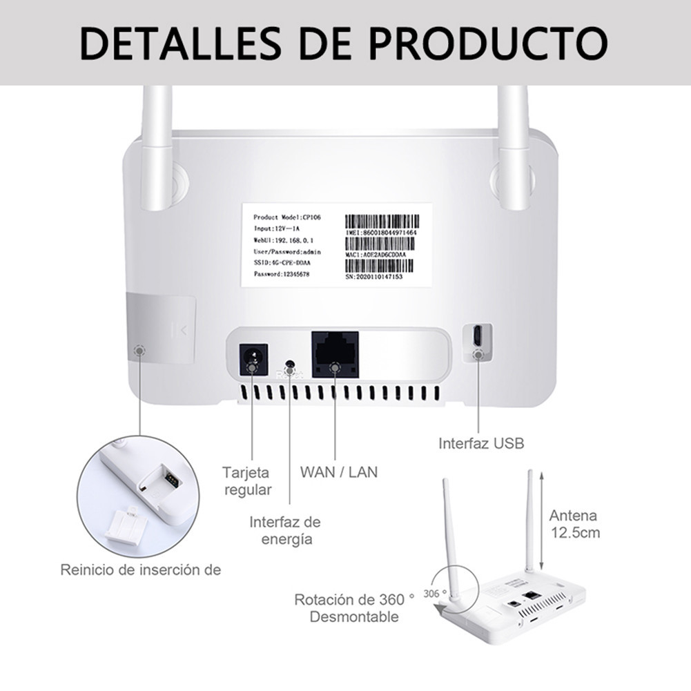 4G LTE CPE Router Modem External Antenna Wireless Hotspot with Sim Card ...