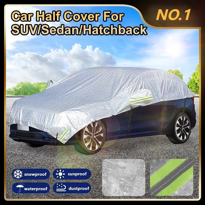 Universal Half Car Cover Outdoor Protection Sun UV Dust Resistant Car ...