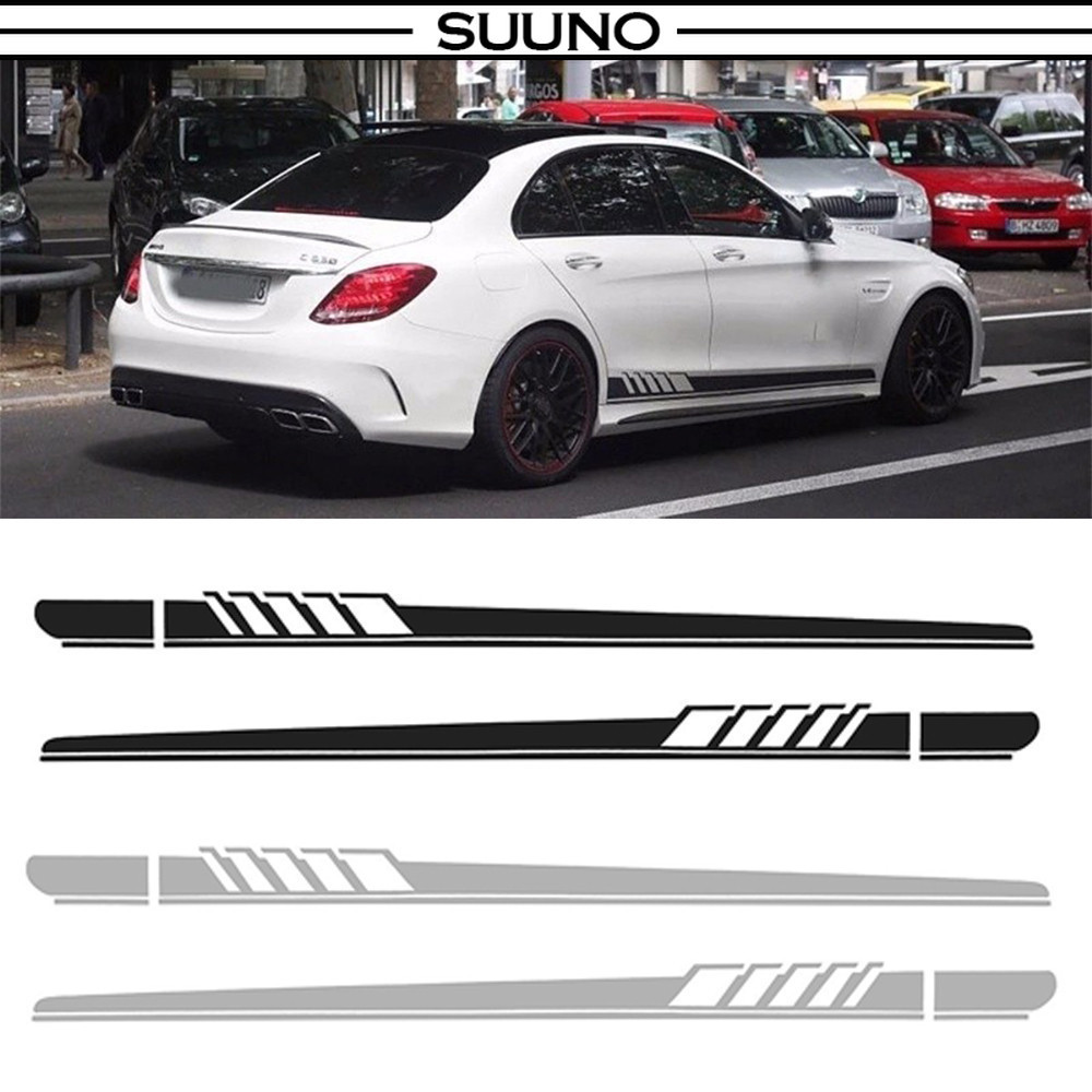 2Pcs Car Waist Side Skirt Stickers Self-Adhesive Vinyl Stickers Car ...