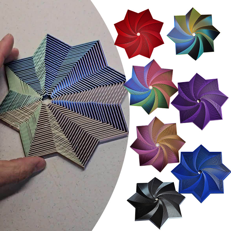 Fidget Toys, 3D-Printed Fractal Octagon Star Sensory Toys Spiral Toy ...