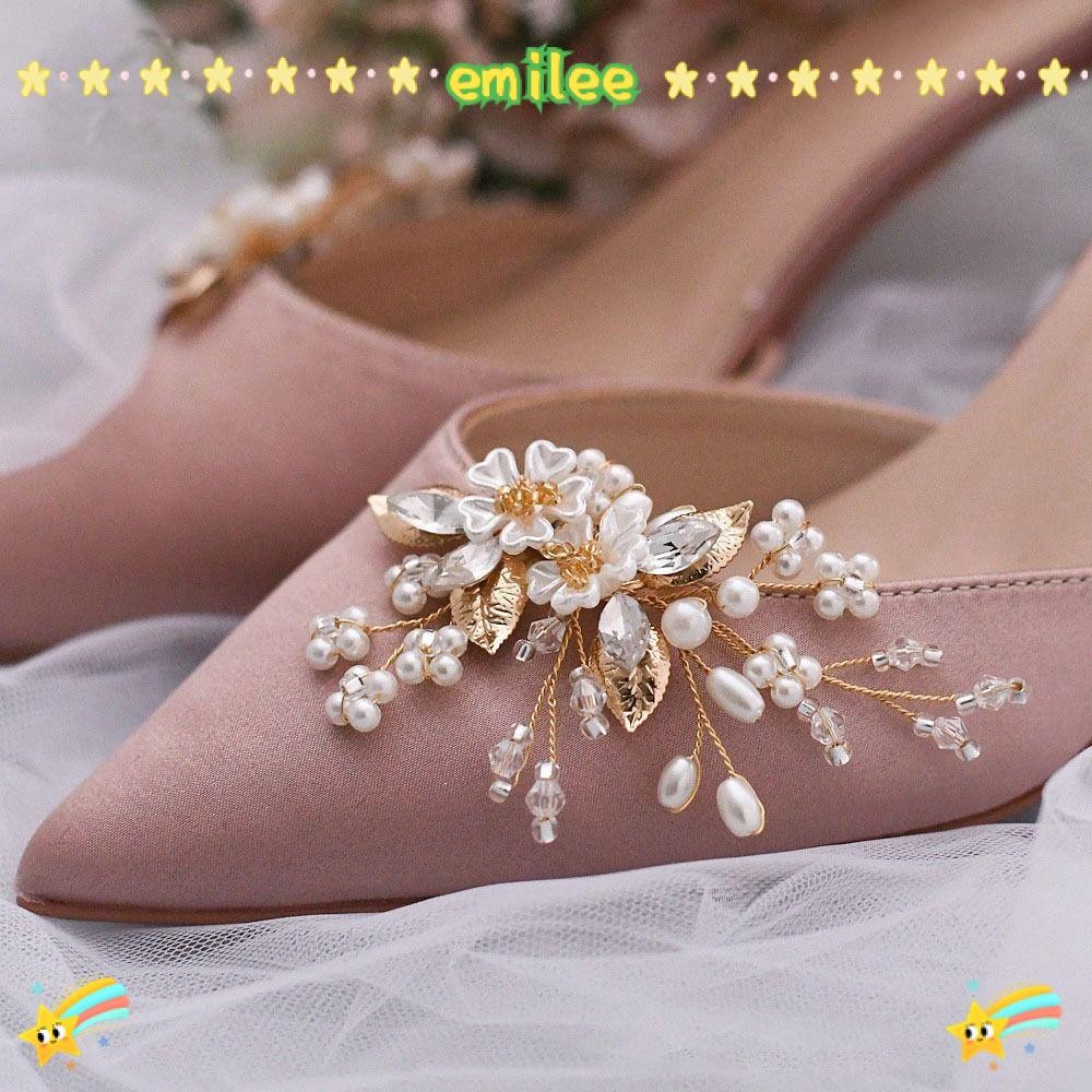 EMIL 2PCS(1 Pairs) Rhinestone Shoe Clip Removable Wedding Party Shoes ...
