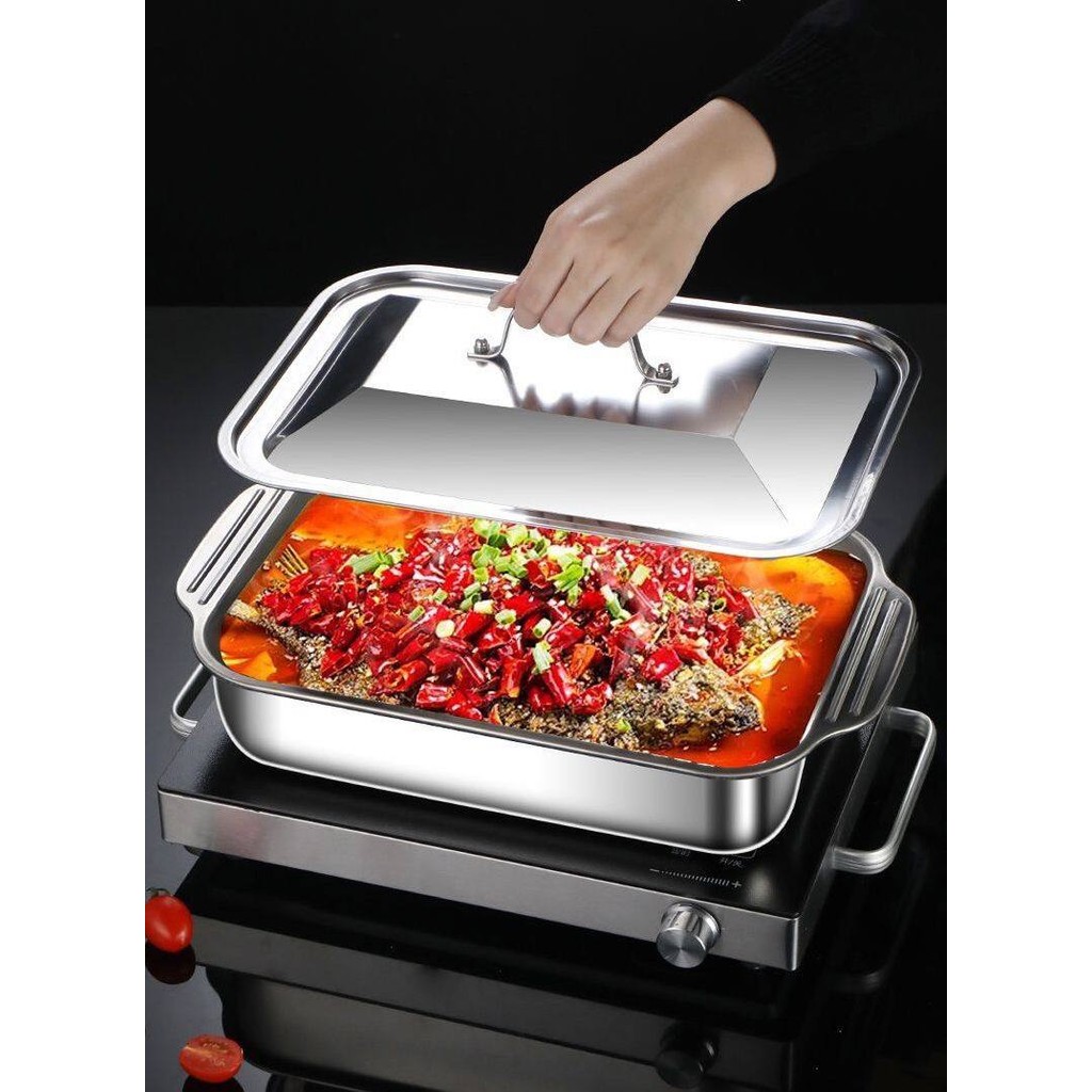 Food grade Stainless Still 401 food tray with cover ( direct heat up on ...