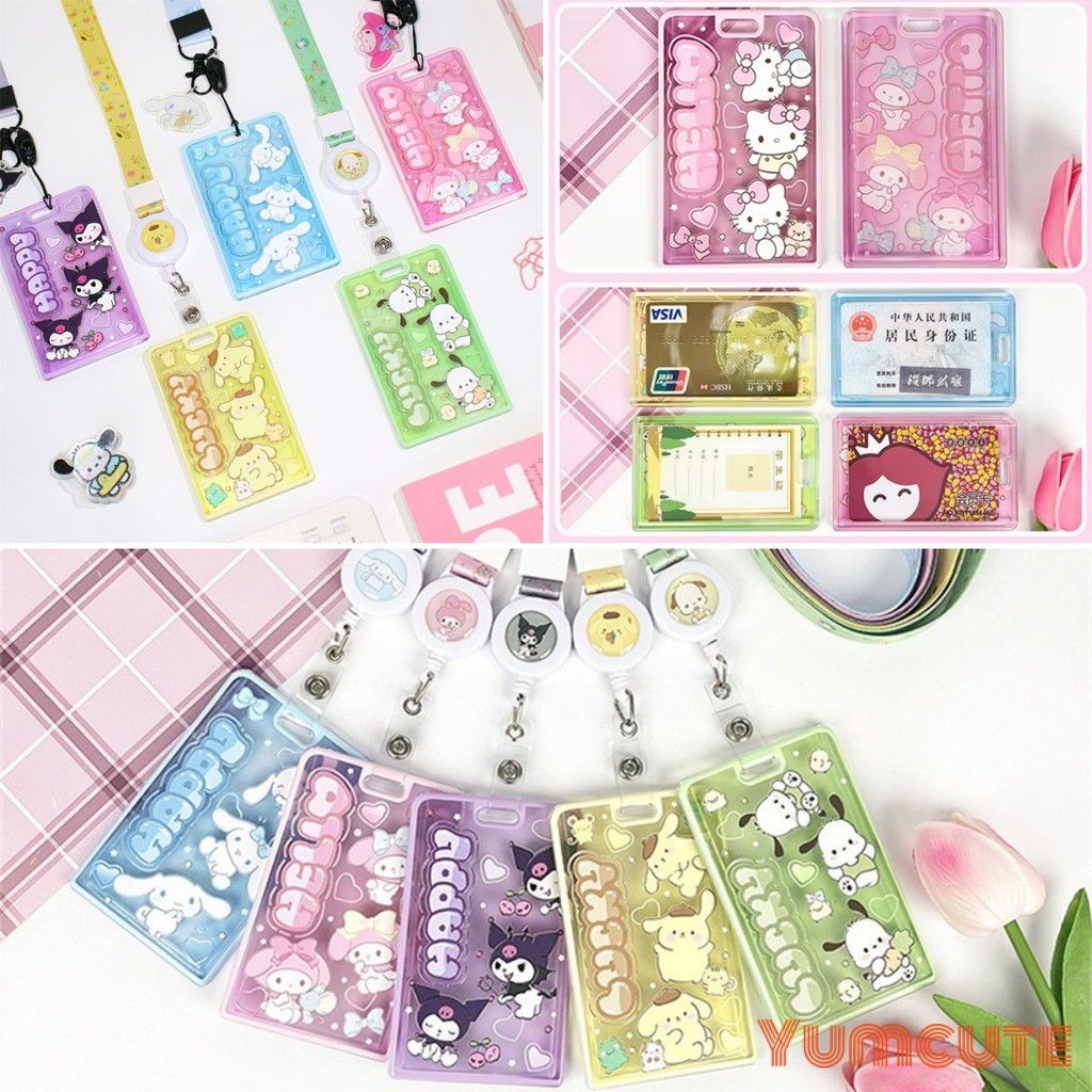 Kawaii Sanrio Hello Kitty Kuromi Acrylic Subway Bus Id Cards Protective ...