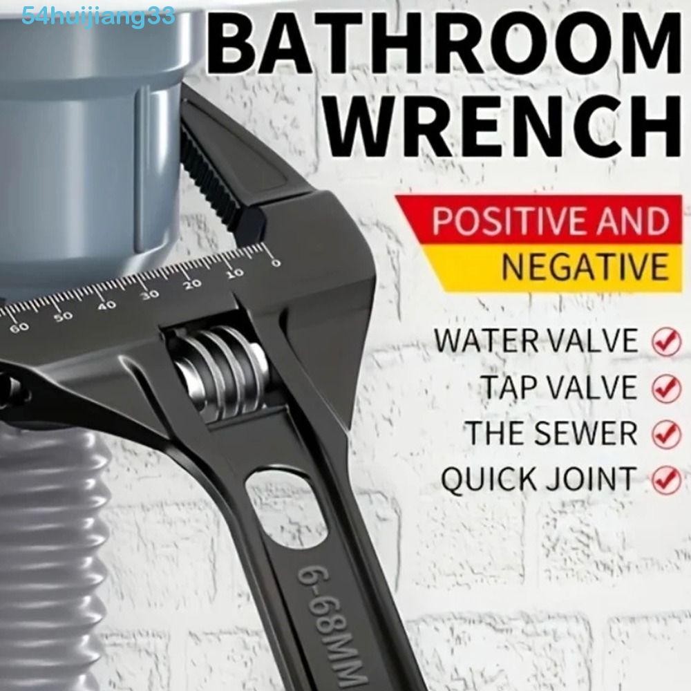 HUIJIANG Adjustable Spanner, High Carbon Steel Short Handle Bathroom ...