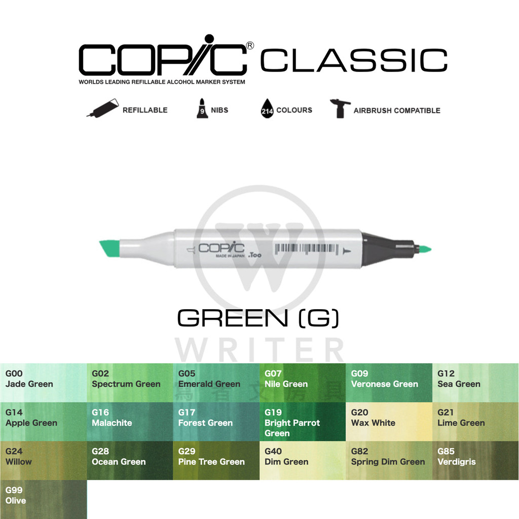 COPIC Classic Marker GREEN (G00-G99) | Shopee Malaysia