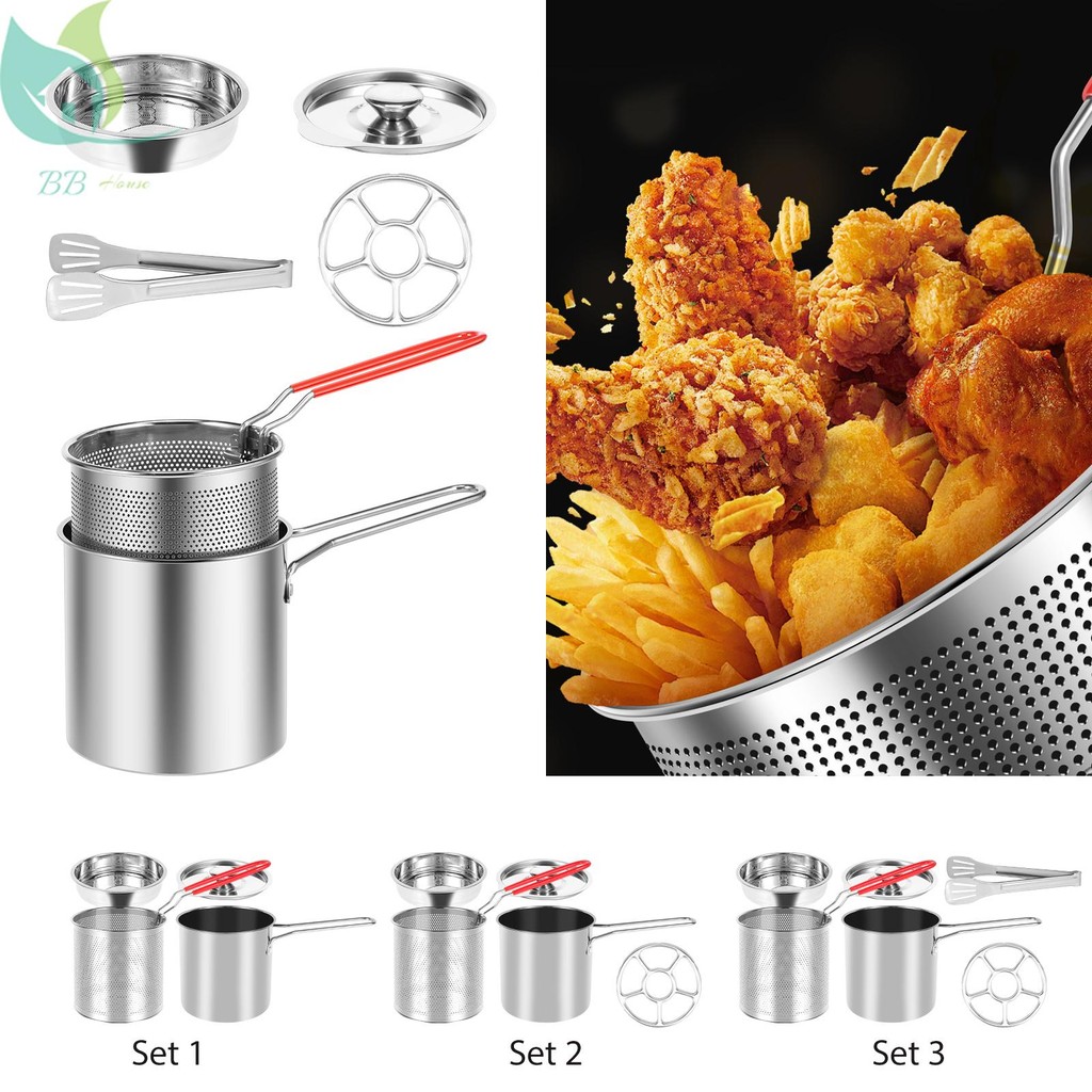 Deep Fryer Set Stainless Steel Uncoated Mini Fryer Set Heat Resistant ...