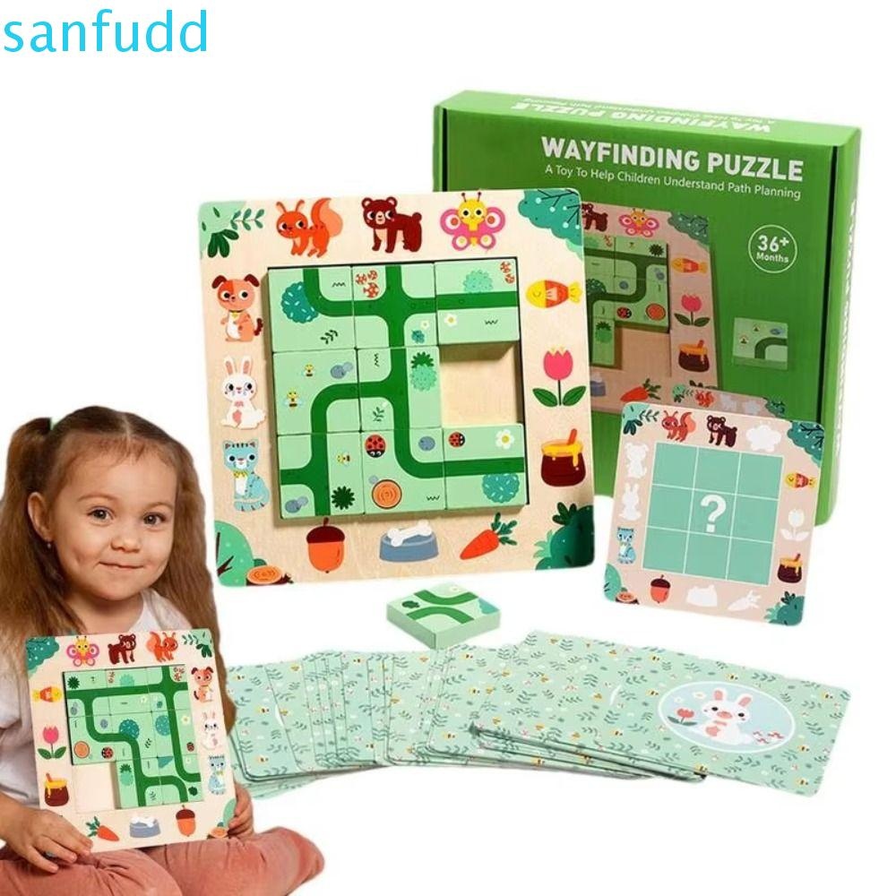 SANFUDD Kids Maze Board Game, Wooden Route Matching Wayfinding Puzzles ...