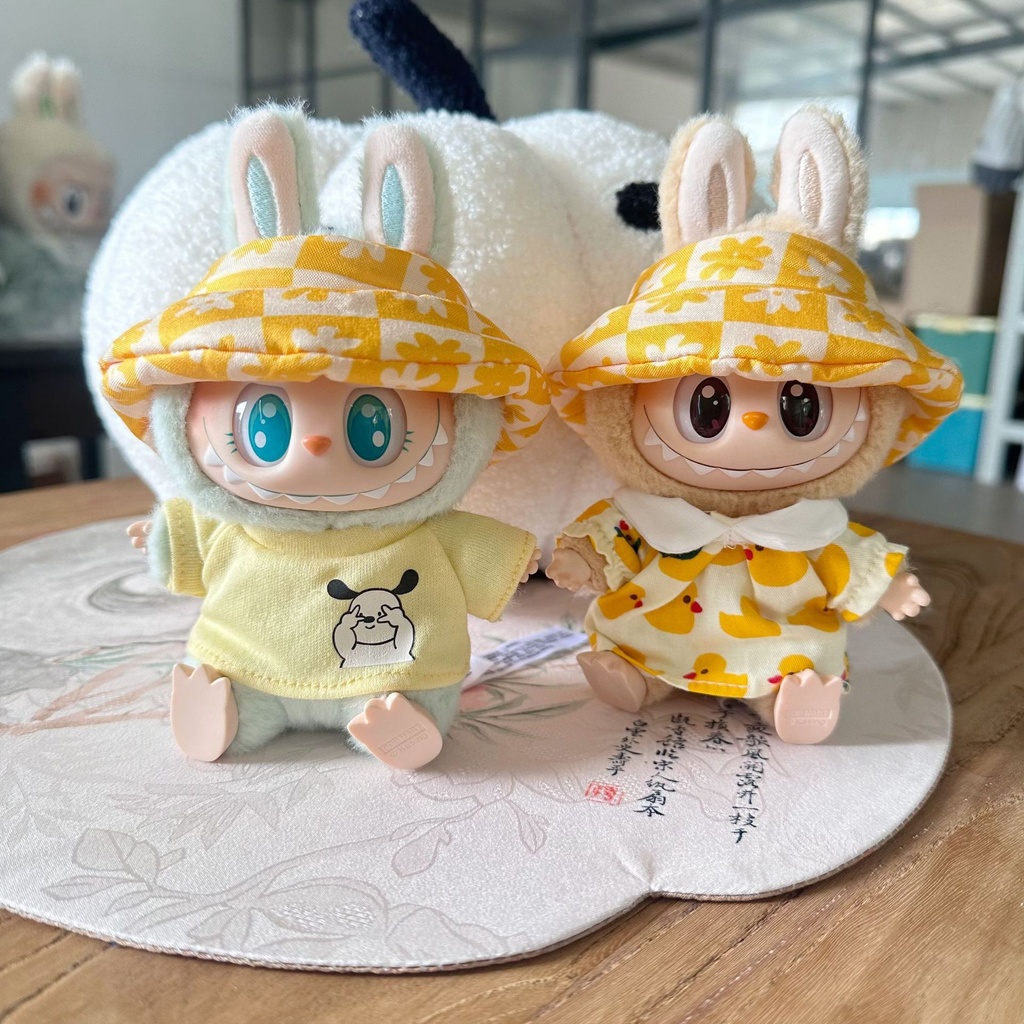 LABUBU POP MART V1/V2 15cmPlush Doll Pendant Daisy Hat Yellow Duck ...