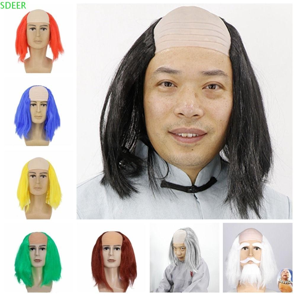 SDEER Funny Bald Wig, False Straight Old Man Bald Wig, Party Cosplay ...