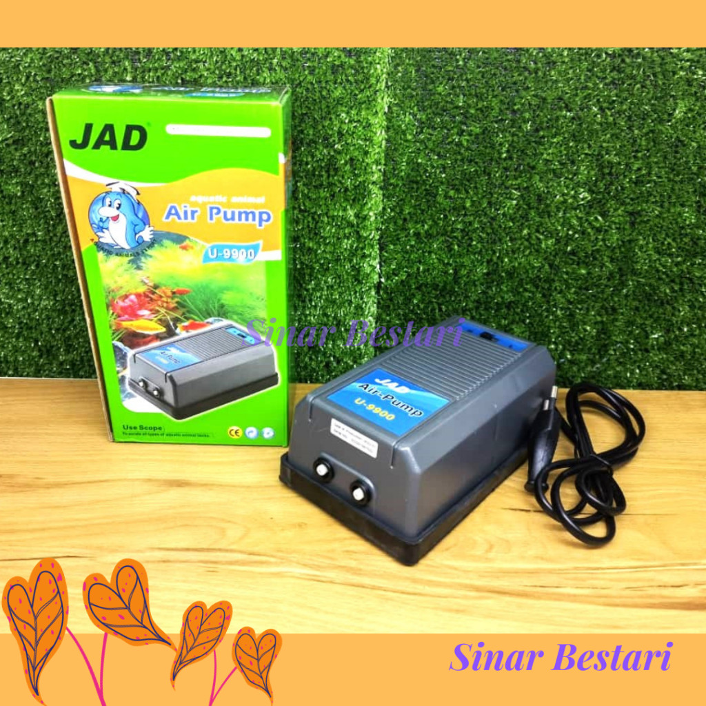 JAD U-9900 POWERFUL Air Pump PAM 2 Output pump angin oxygen bubble ...