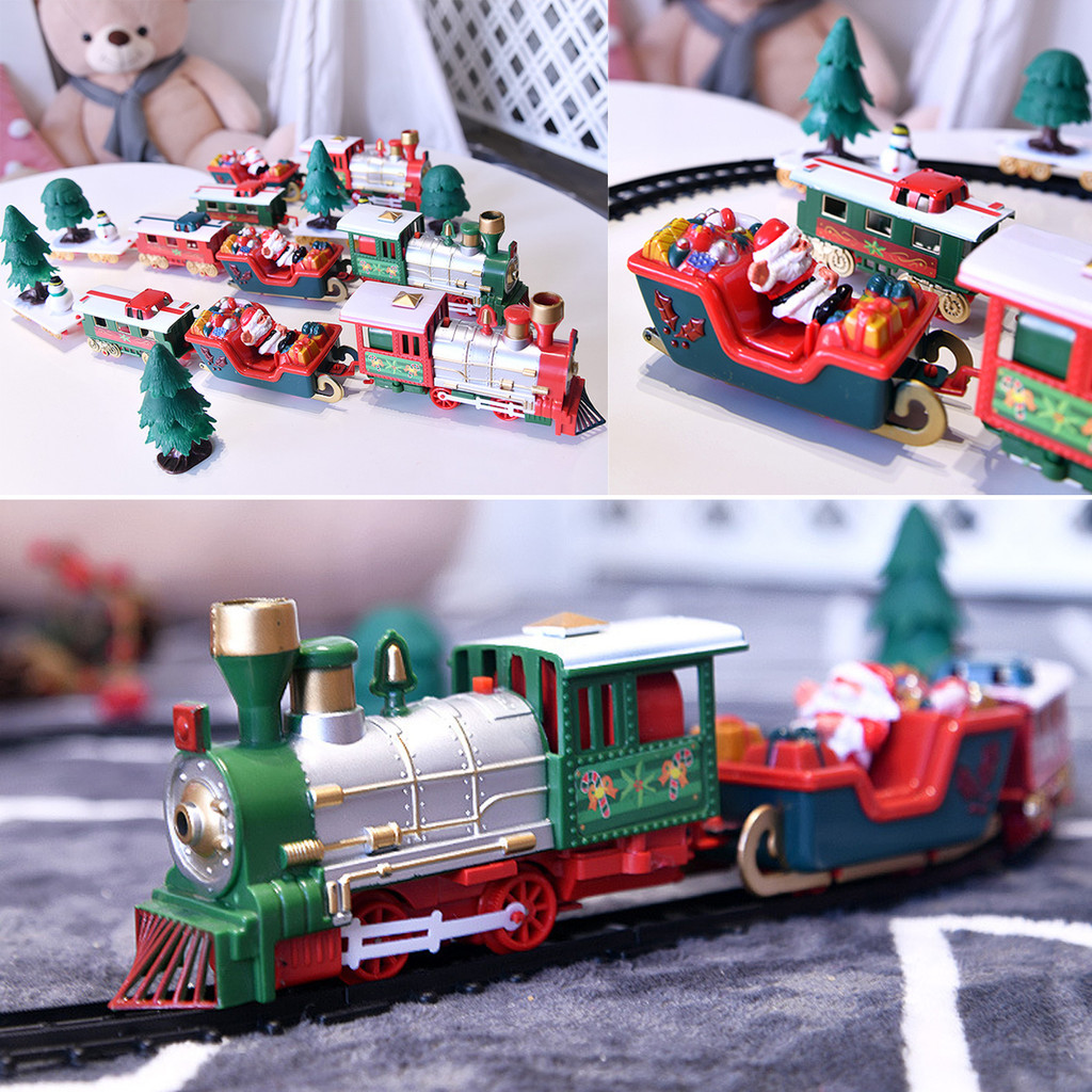 Classic Christmas Train Set Electric Rail Car Toy with Sounds and ...