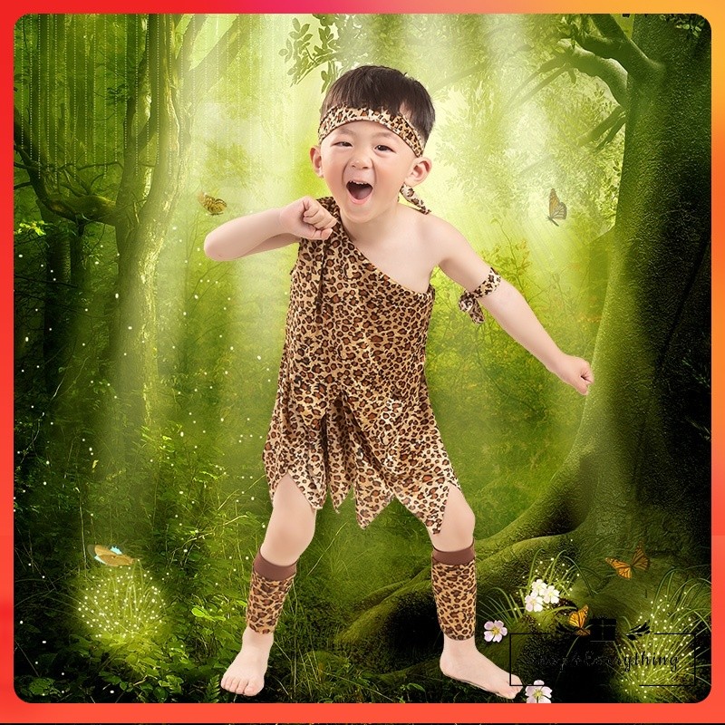 SFE Ready Stock Jungle Costumes Caveman Cosplay Stone Age Caveman Dress ...